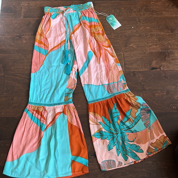 Swim | True Destinations Resort Wear Flare Pants Beach Palm Trees ...